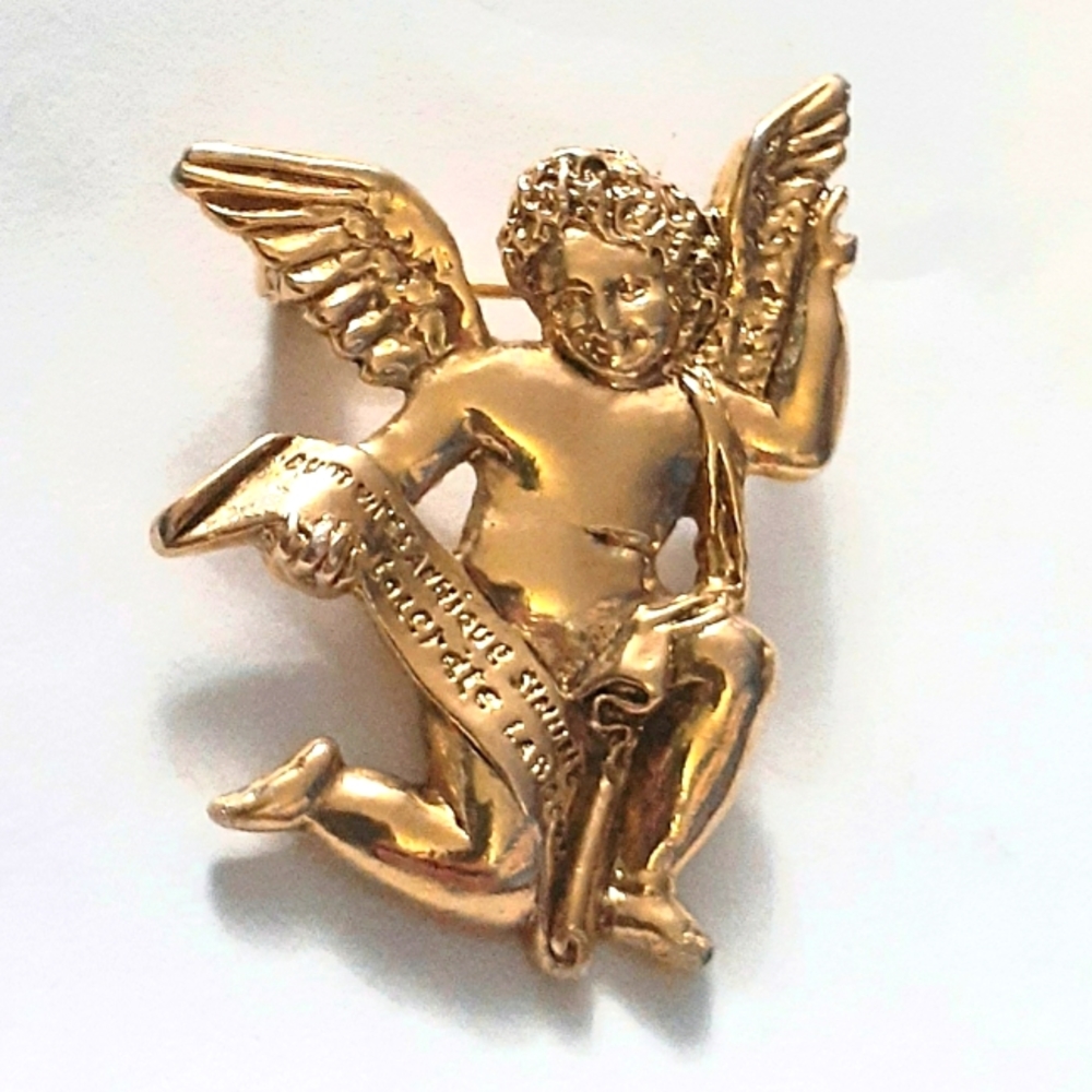 1928 Collection Vatican Library Cherub Pin Brooch - Gem